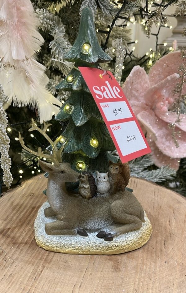 Woodland Deer Animal Scene with Battery Warm LED Ornament - Allure ...