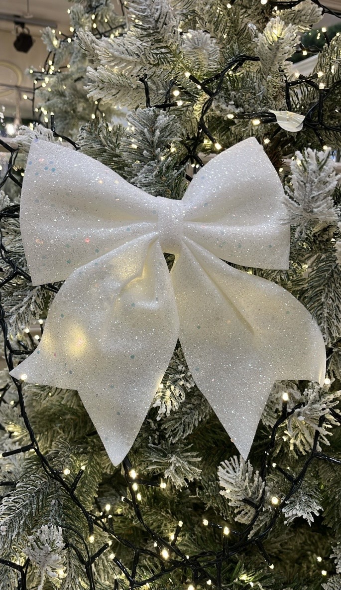 White Bow Decoration with Sparkles - Allure Online Shop