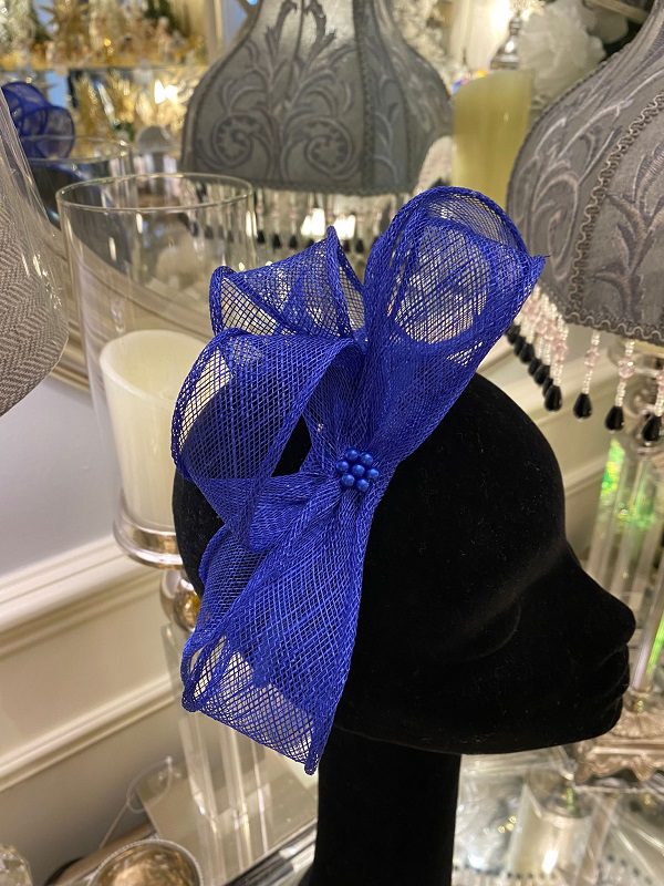 Sapphire Blue Ribbon Fascinator with Bead Detail - Allure Online Shop